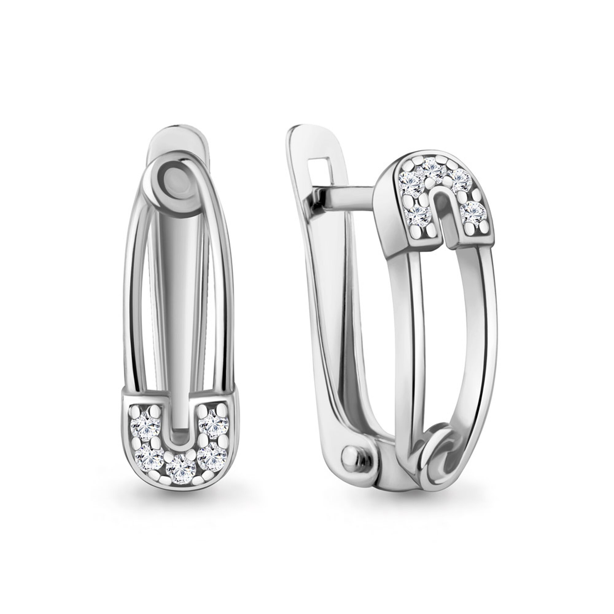 Серьги, серебро, 925 проба, родирование, фианит