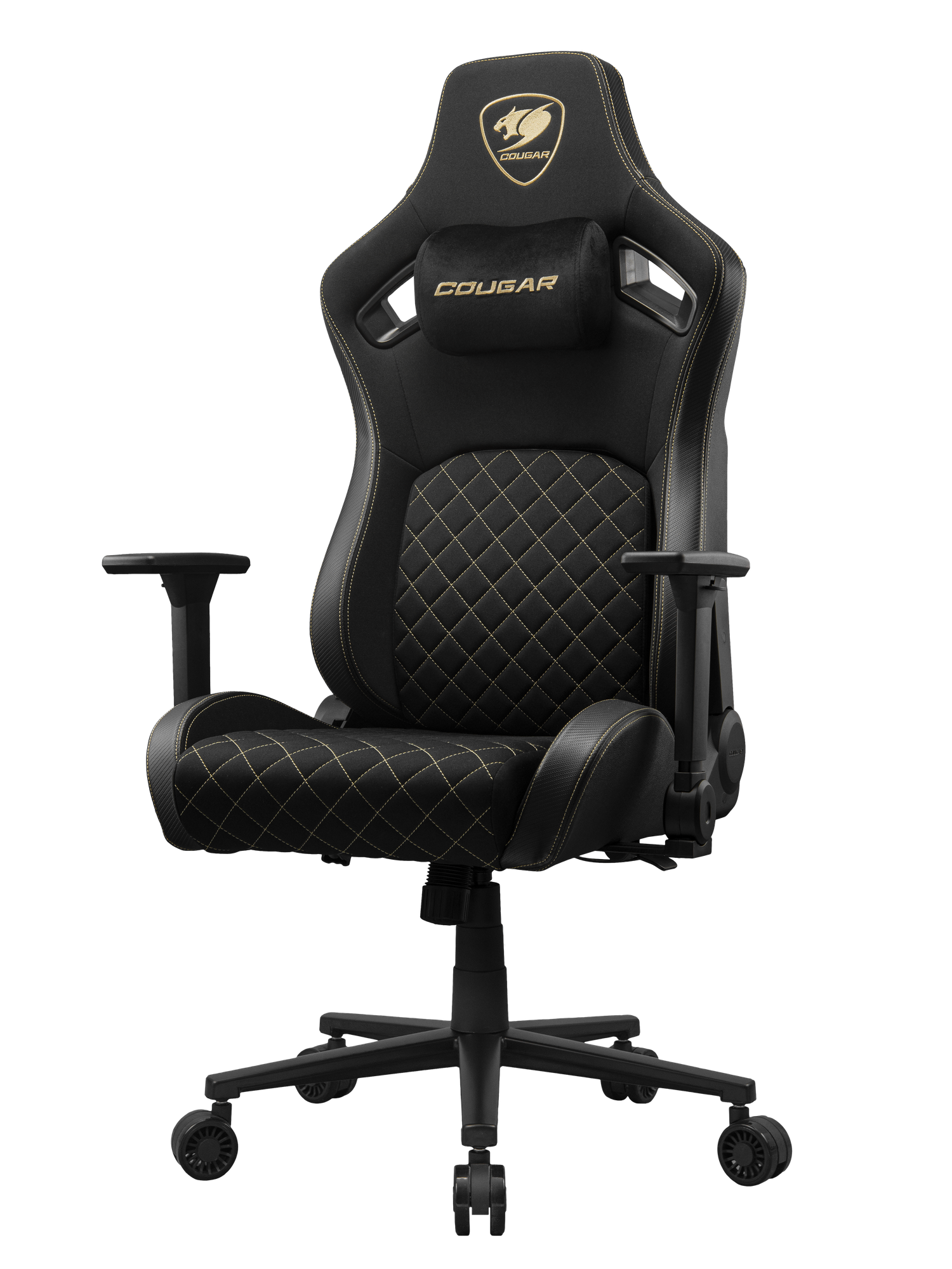 Кресло компьютерное игровое COUGAR Defensor Gold F, ткань, черный/золотистый