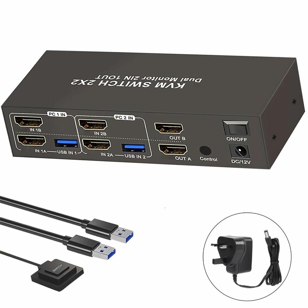 Компьютерный переключатель HDTV с функцией клонирования, - С источником питания