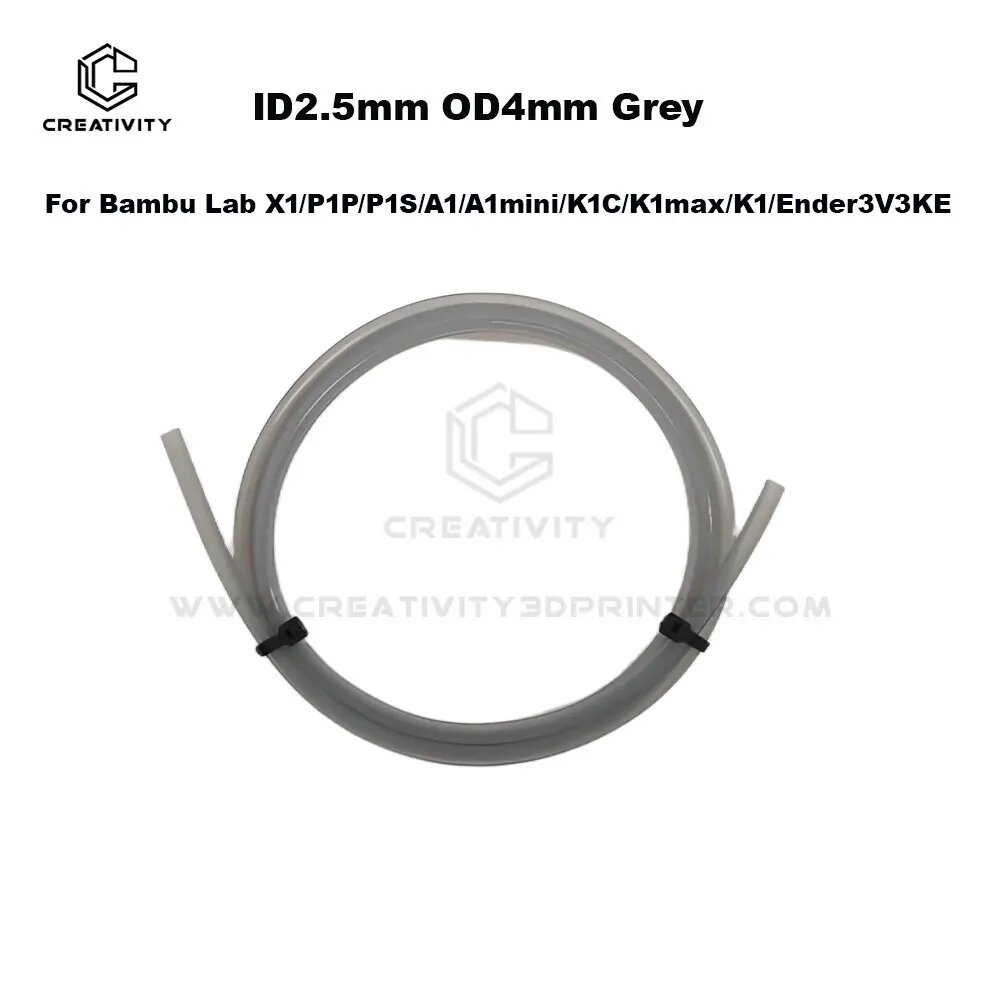 Трубка PTFE Creativity Grey 2.5x4mm, 2M