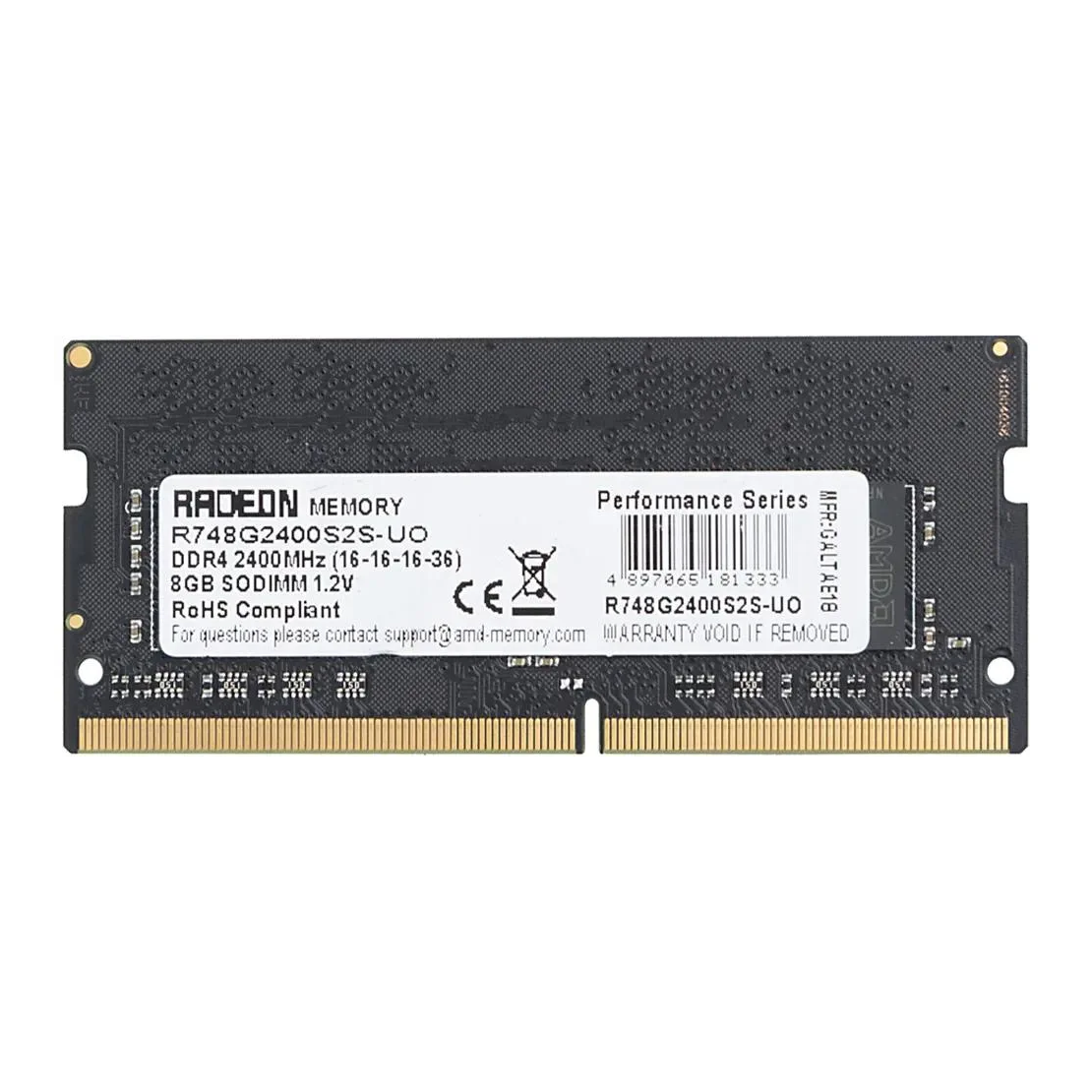 Оперативная память AMD R748G2400S2S-UO DDR4 SO-DIMM 8 Гб CL16 2400 МГц 1.2 В черный