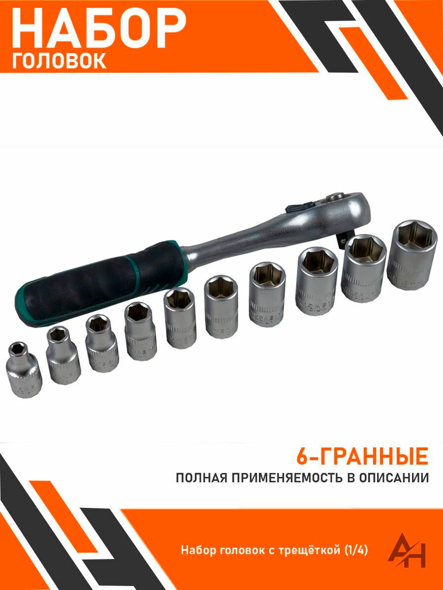 Набор головок с трещёткой (1/4) СервисКлюч 76607