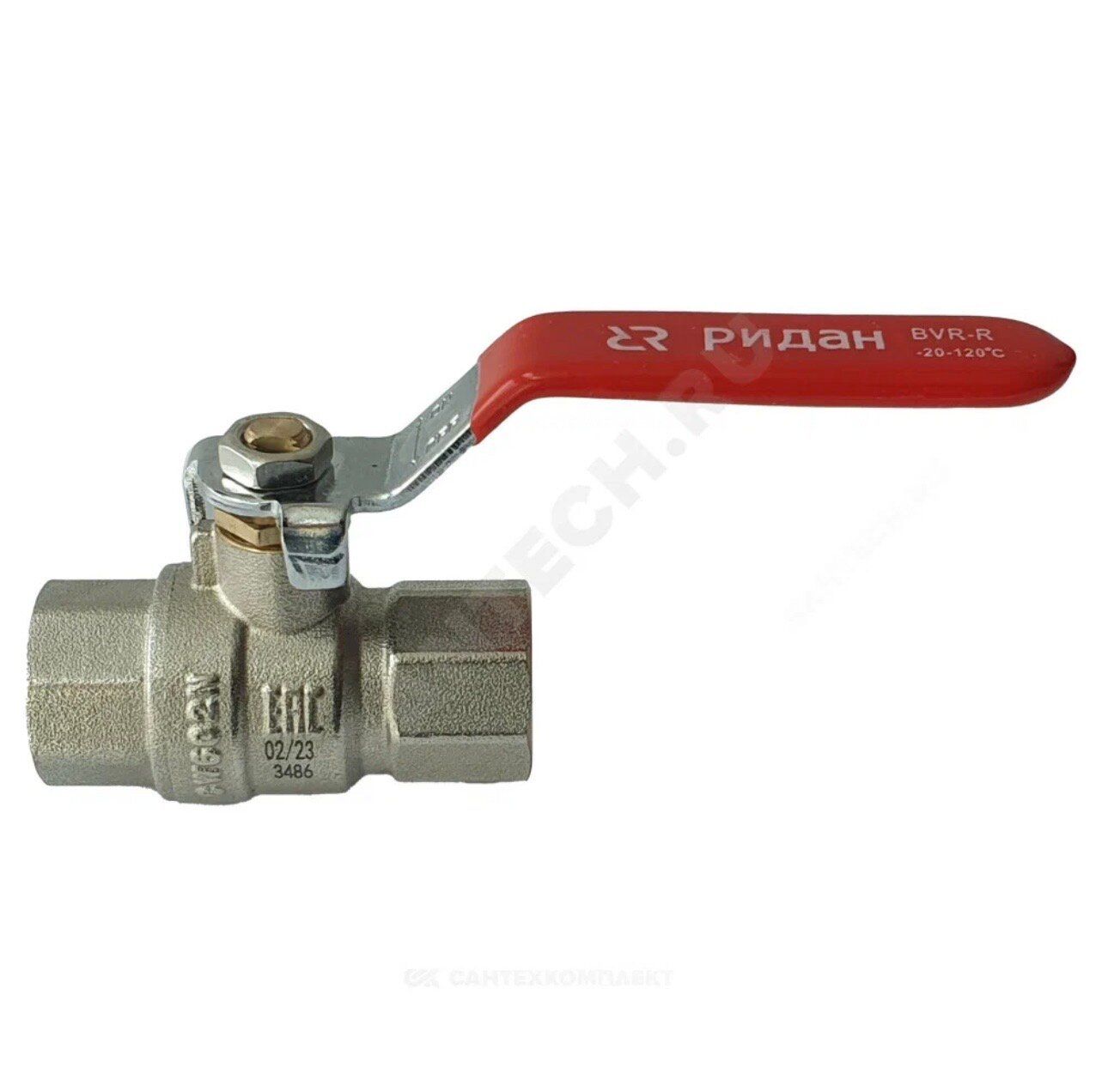 Шаровой кран полнопроходной BVR-R 3" ВР, PN25, kvs=770 м3/час, Tmax=120°С, ручка-рычаг, латунь, Ридан 065B8314R