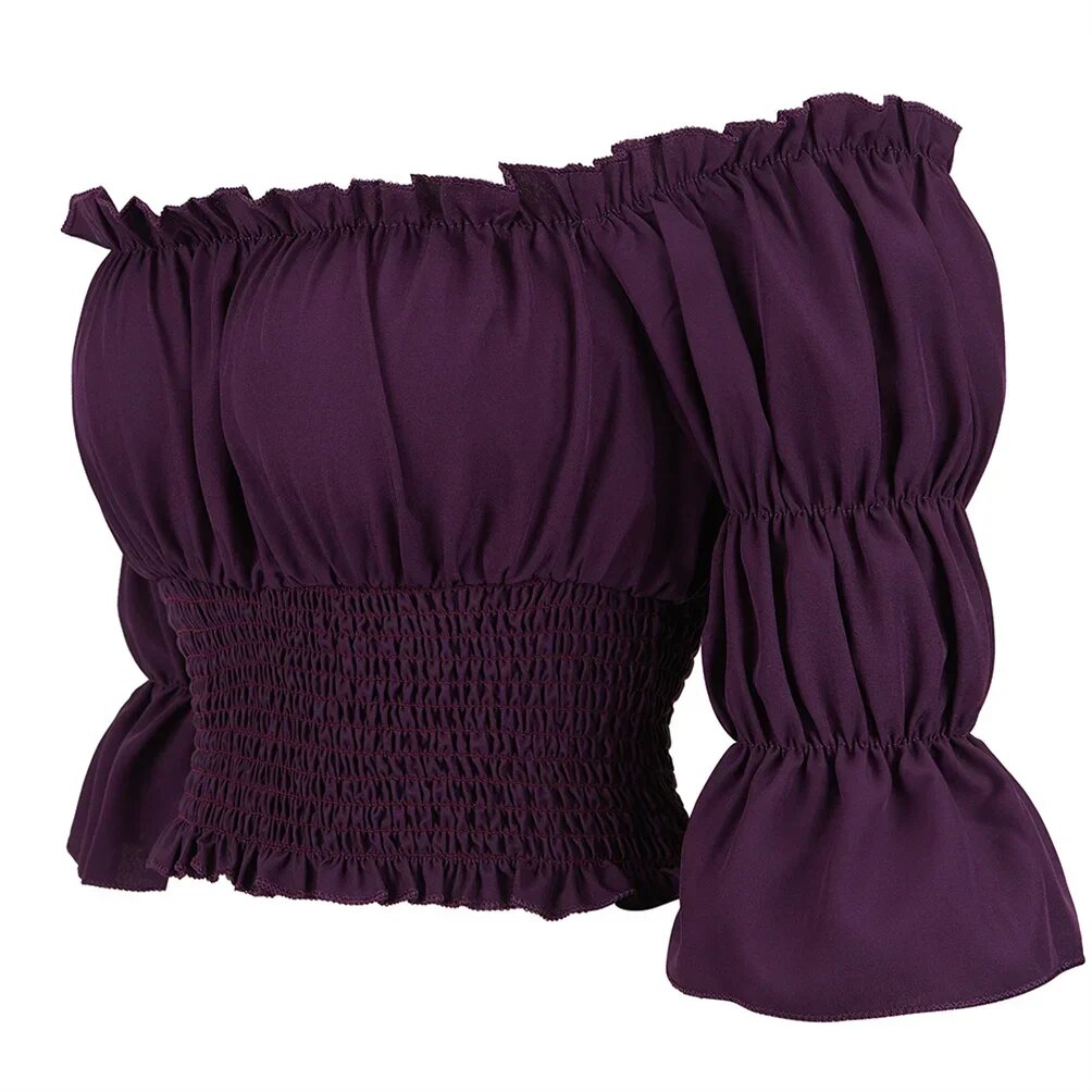 Пиратская блузка из полиэстера Фиолетовый, S, H-6706-Purple