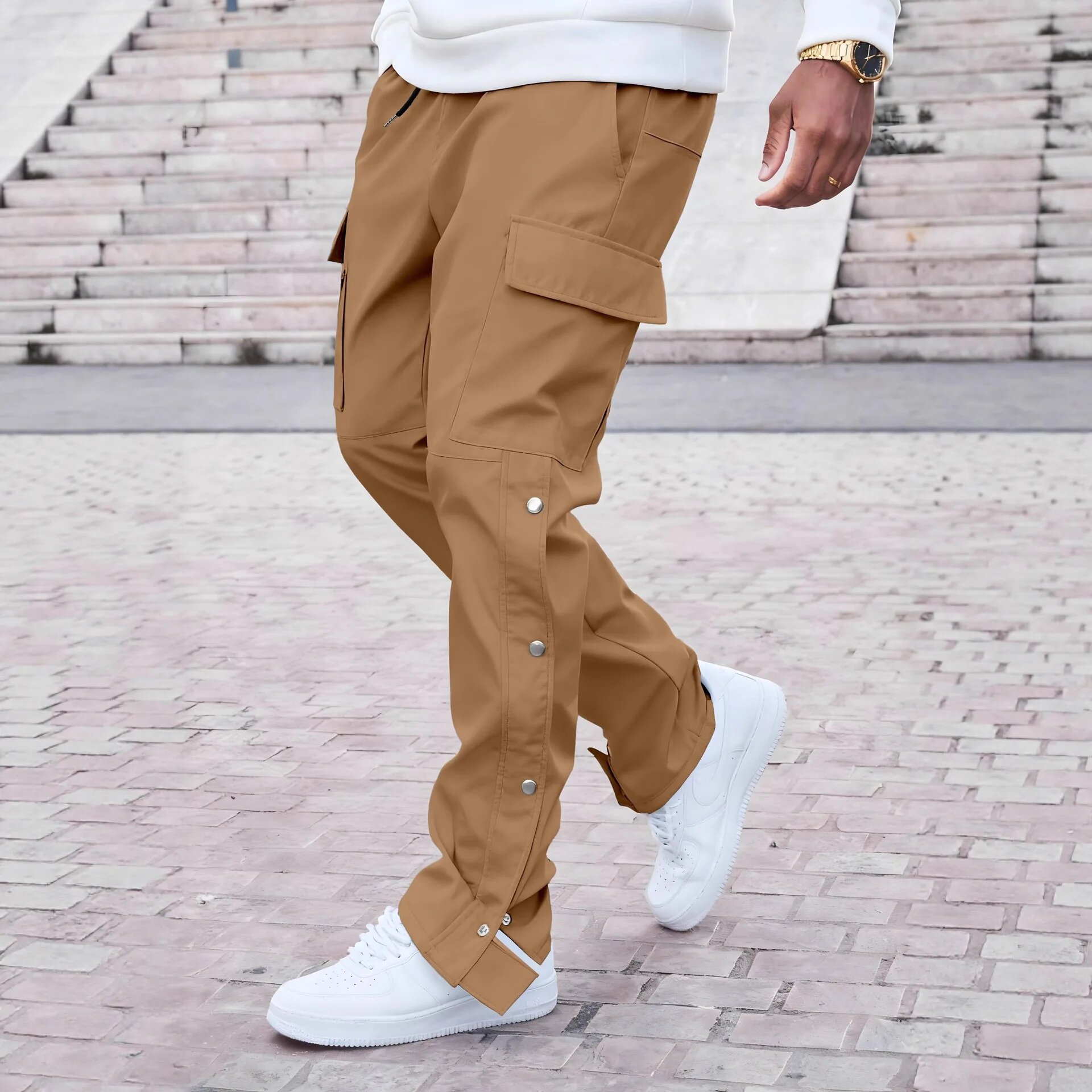 Мужские брюки карго бежевые, khaki, XL