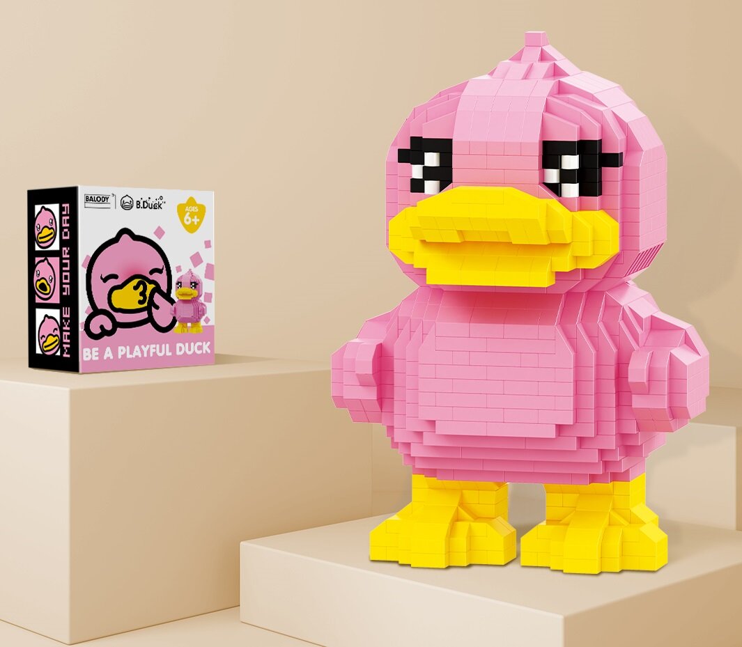 Конструктор 3D из миниблоков Balody B.Duck уточка розовая 936 элементов - BA18281
