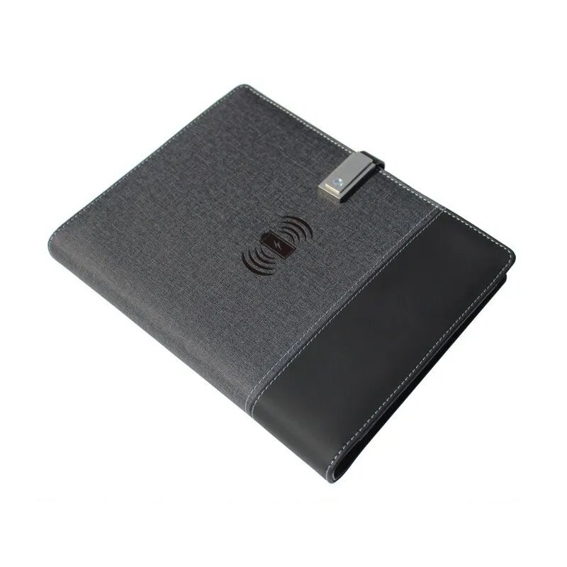 Ежедневник Power с беспроводной зарядкой USB накопитель для мужчин и женщин серый цвет
