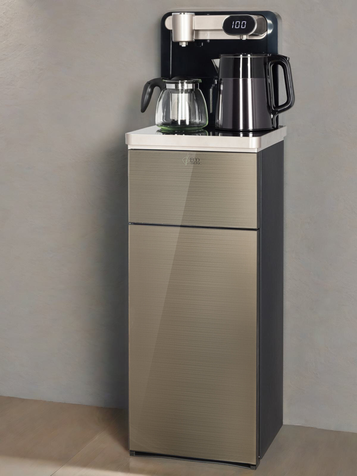 Ecotronic TB40-LE. Гарантия 12мес. Кулер с чайным столиком. Нагрев и охлаждение.