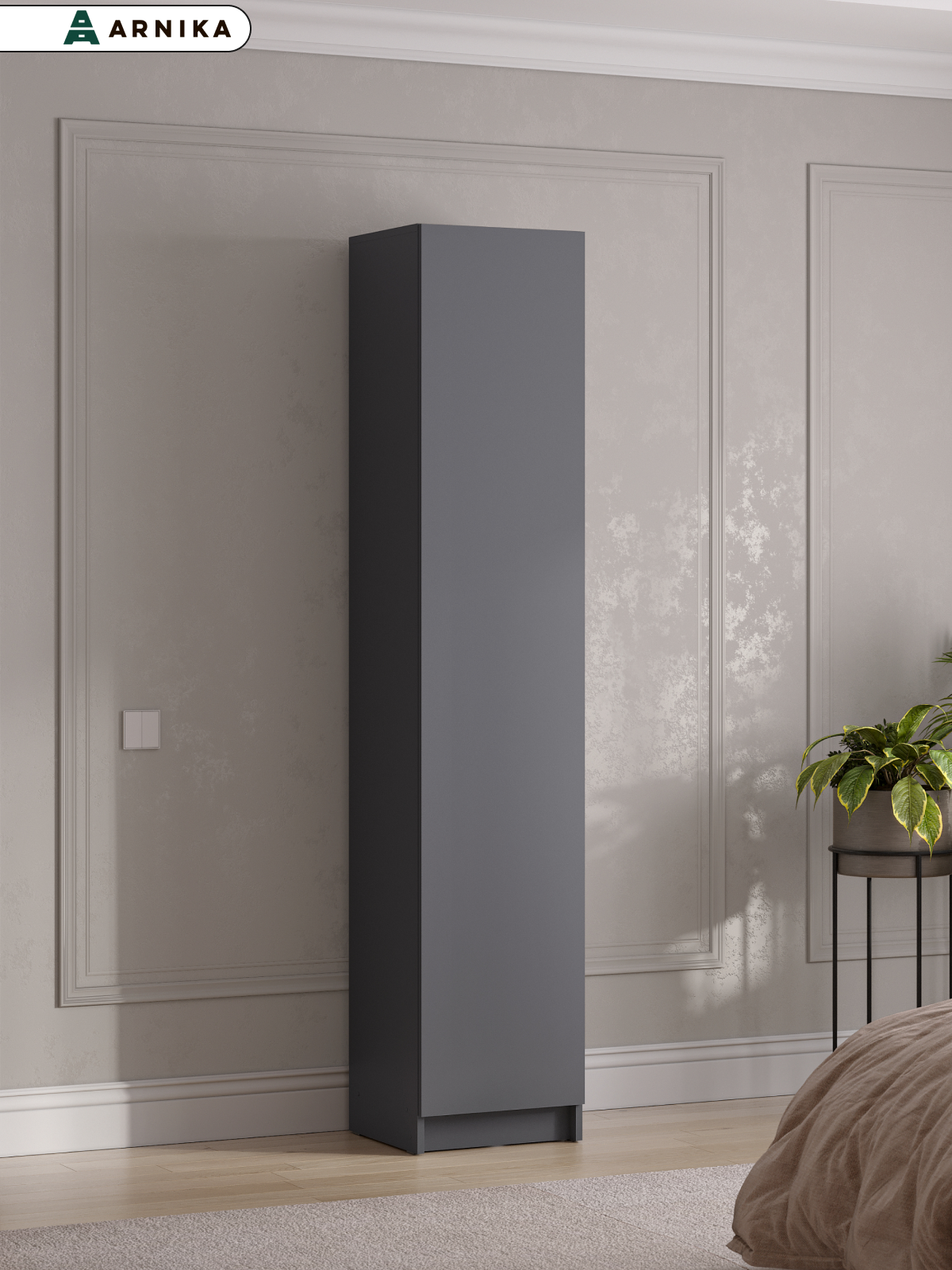 Шкаф ARNIKA Бали, для одежды, ЛДСП, графитовый, распашные дверцы