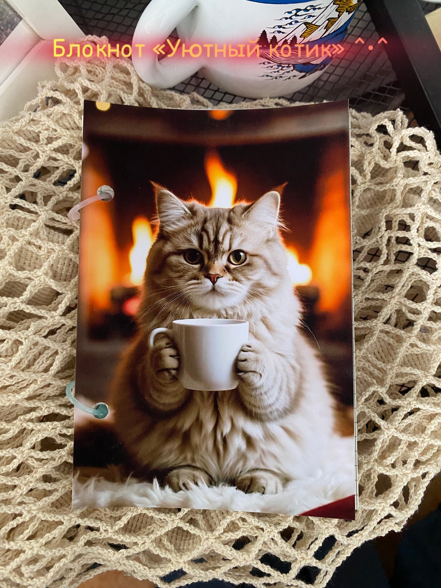 Блокнот А6 «Уютный котик» в клетку, 30 листов на мягких кольцах