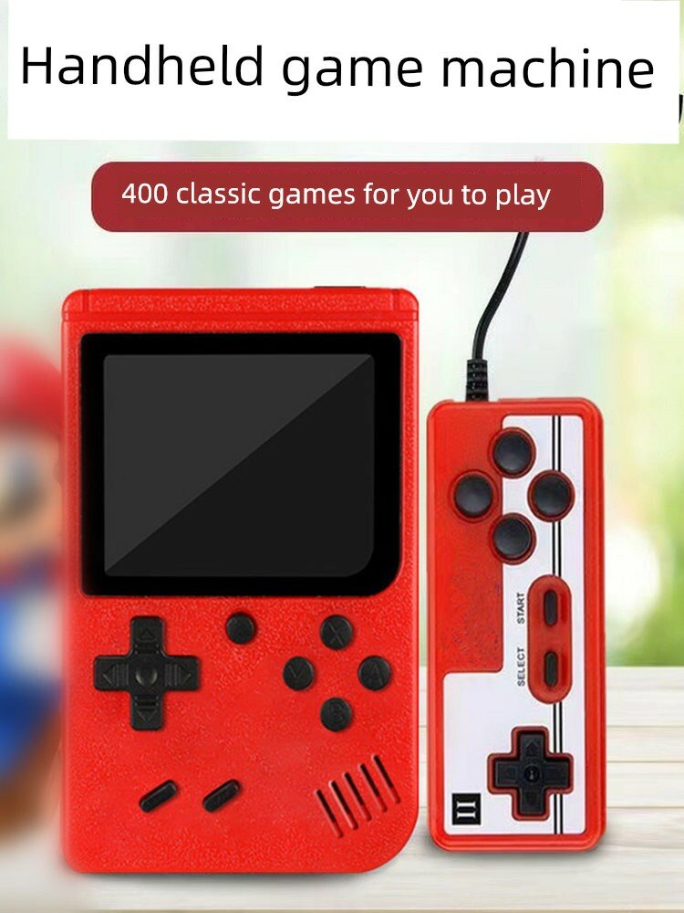 Подарочный набор игровой консоли с 400 играми, режимом для двоих, 1 батареей, зарядным кабелем — красный