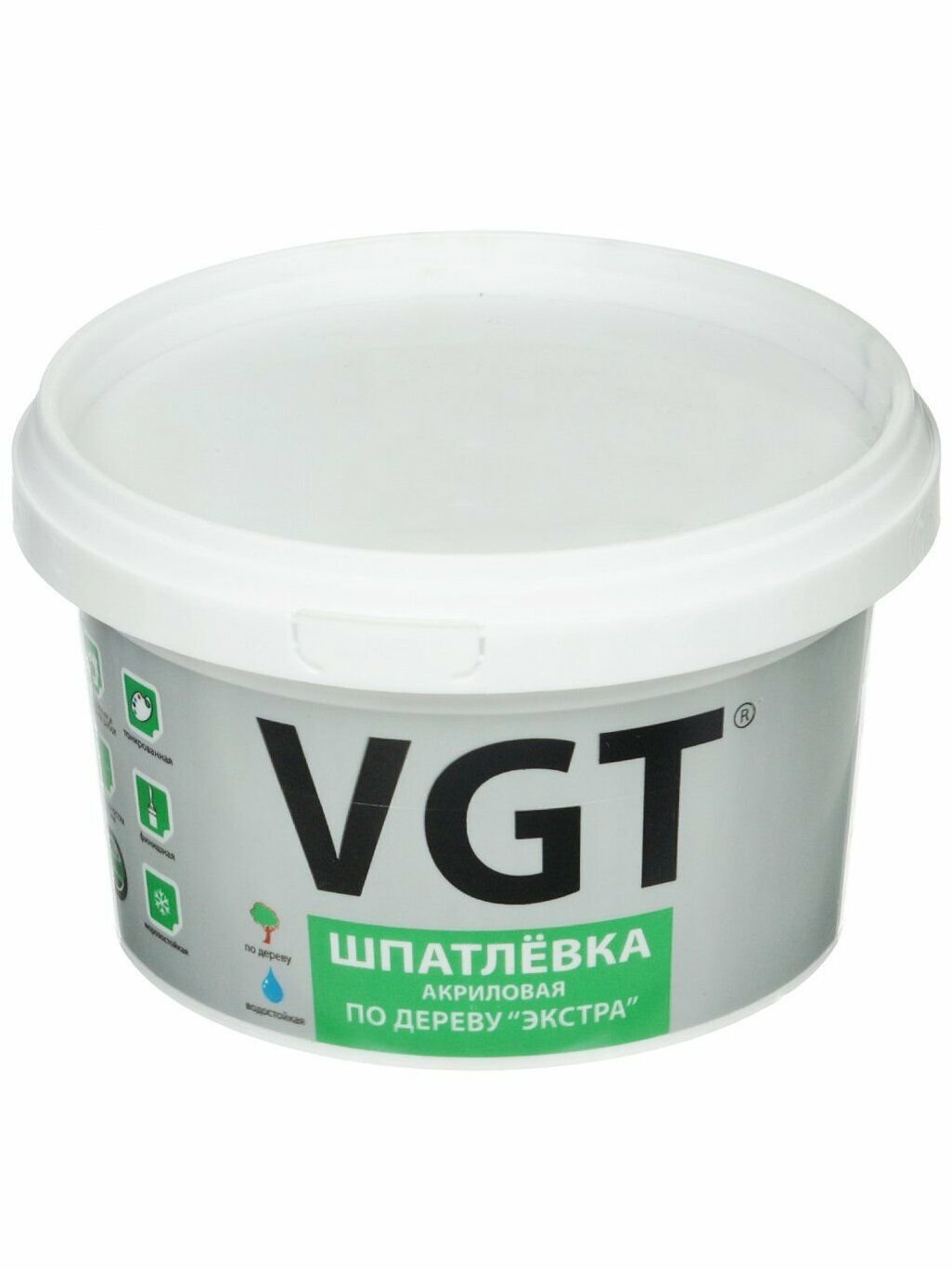 Шпатлевка VGT Экстра акриловая по дереву для внутренних работ, цвет махагон, 1 кг. Готовый финишный состав для ремонта.
