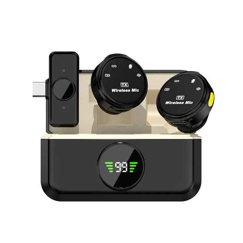 Беспроводной петличный микрофон 2,4 ГГц Lavalier Microphone с зарядным кейсом Q8-Type-c