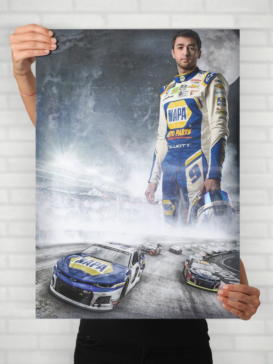 Плакат на стену для интерьера Звёзды Автоспорта - Stars of Motorsport (Чейз Эллиотт - Chase Elliott 1) - Постер по гонщику формата A1 (61x84 см)