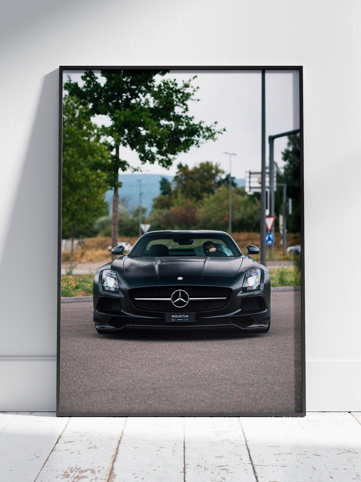 Плакат на стену для интерьера Легенды Авто (Мерседес Бенц SLS AMG Блэк Серии - Mercedes Benz SLS AMG Black Series 1) A4 (21x30 см)