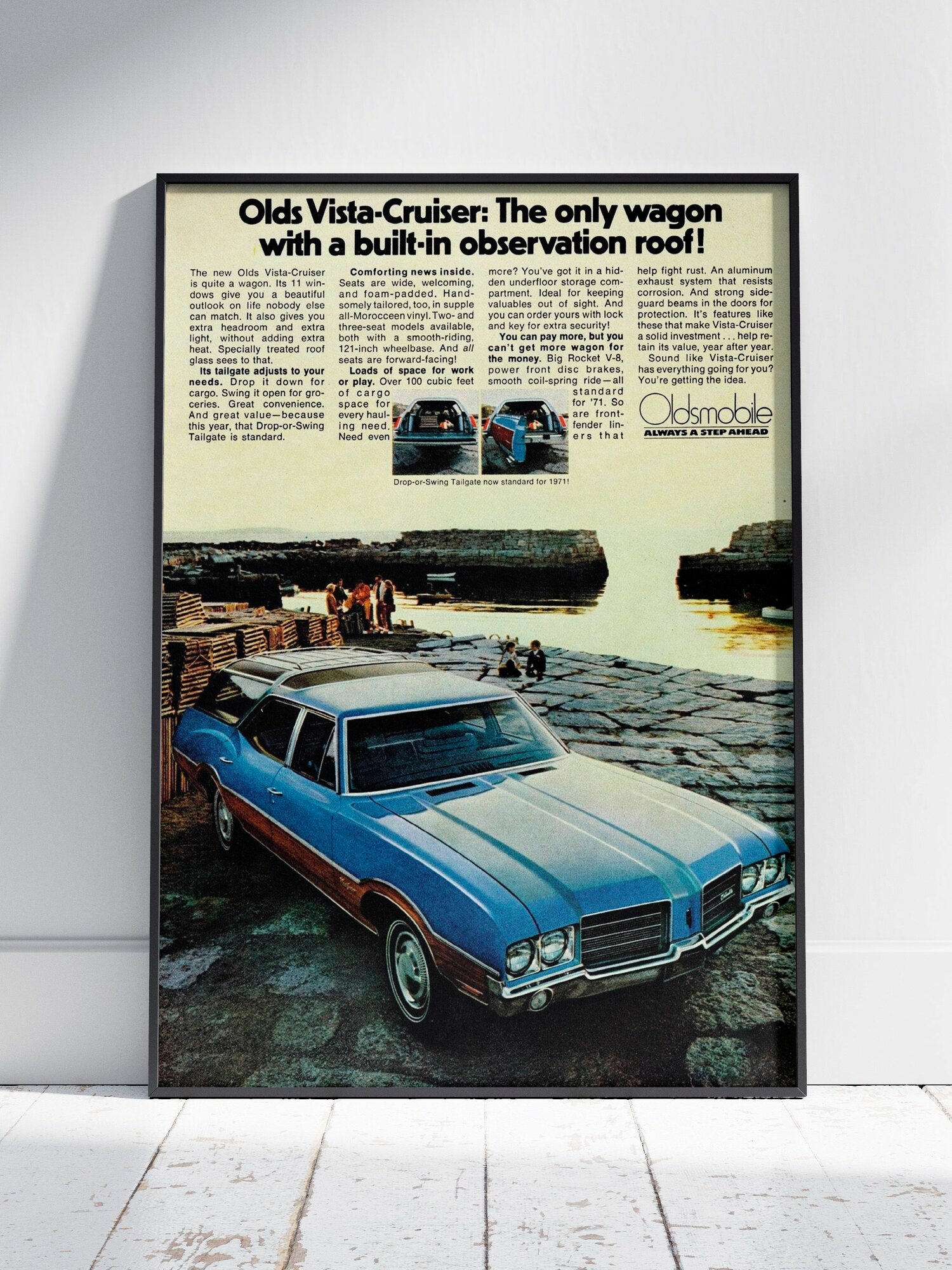 Плакат на стену для интерьера Авто и Мото (Олдсмобиль Виста Крузер - Oldsmobile Vista Cruiser) - Постер по транспорту формата A3 (30x42 см)
