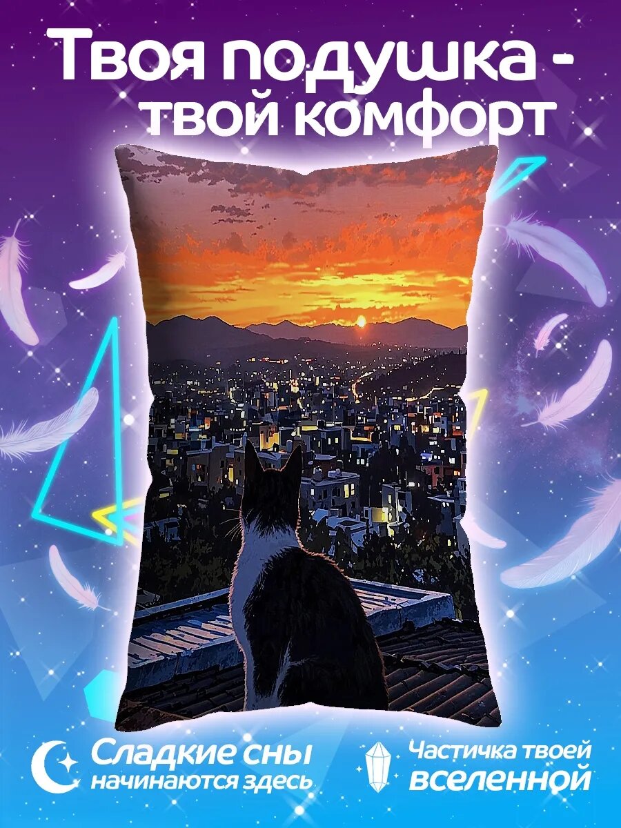 Подушка дакимакура Кот на крыше