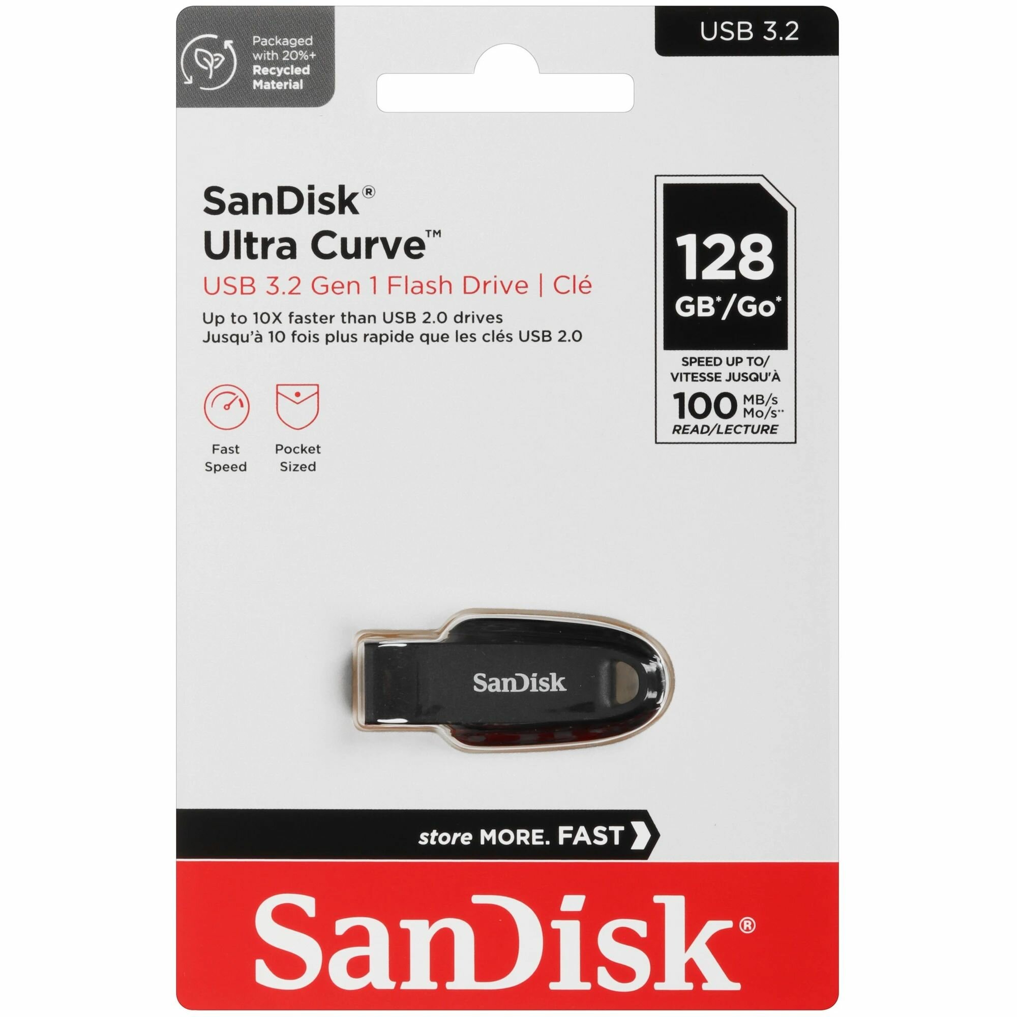 Память USB Flash 128 ГБ SANDISK Ultra Curve (SDCZ550-128G-G46) - USB3.2, USB Type-A
