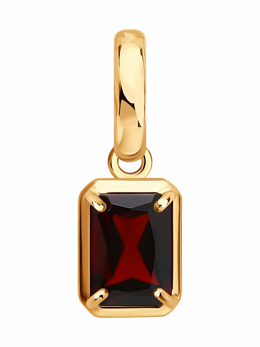 Подвеска, серебро, 925 проба, золочение, гранат
