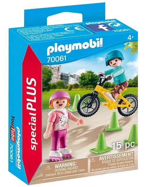 Playmobil-Мир Моби: Дети, играющие на коньках и велосипедах-70061