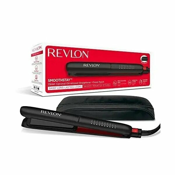 Revlon Выпрямитель SmoothStay 25 мм с кокосовым маслом + дорожная сумка RVST2211PE