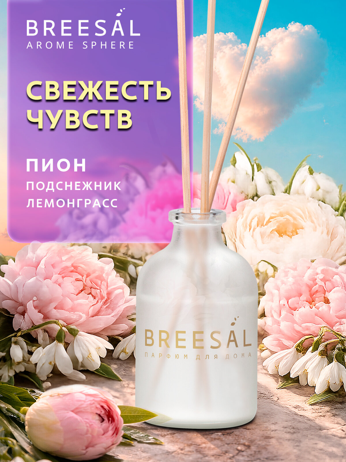 Диффузор для дома с палочками Breesal Aromа Sphere Свежесть чувств, 40 мл