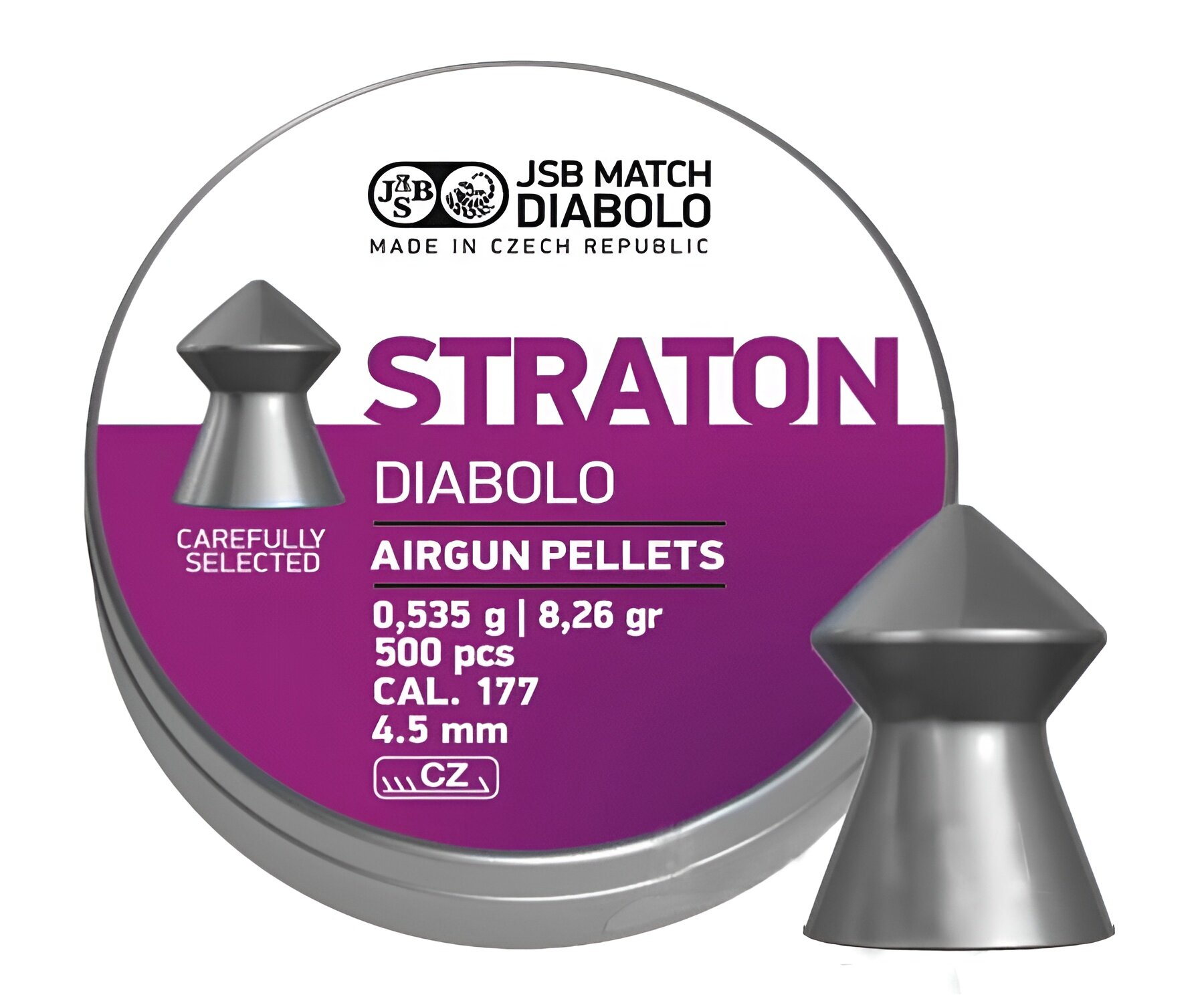 Пули JSB Straton Diabolo, для пневматики, 4,5 мм, 0,535 г, 500 штук