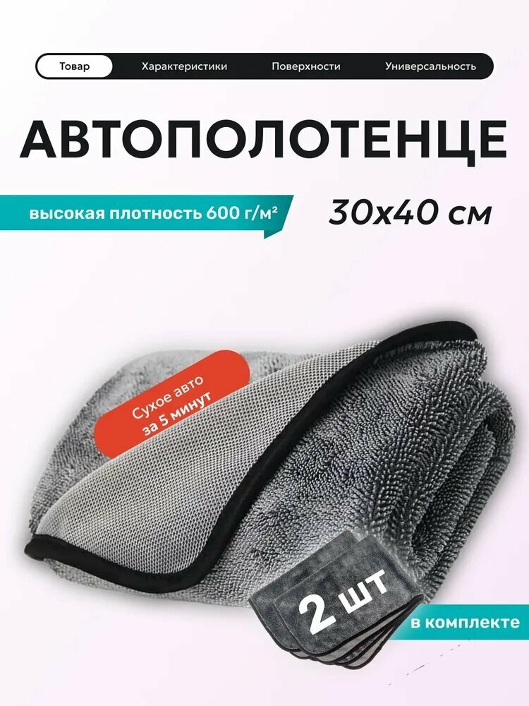 Салфетка автомобильная, 2 шт.