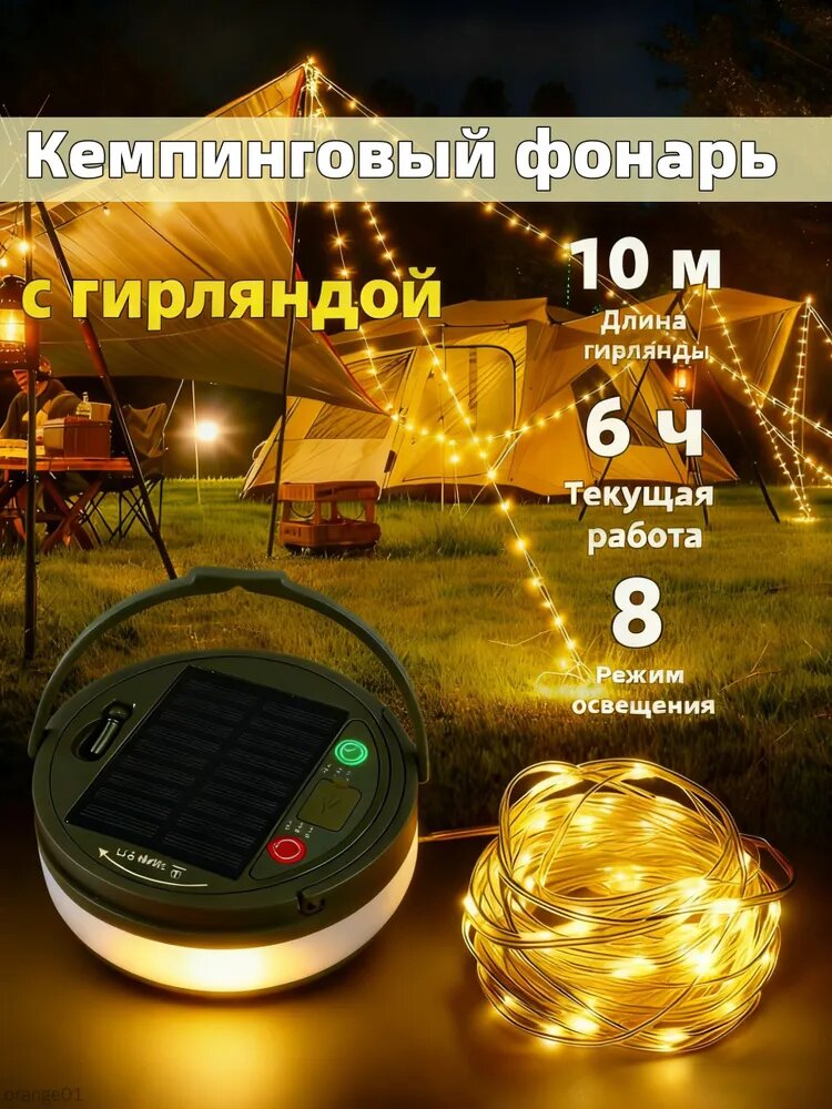 Кемпинговый фонарь аккумуляторный Встроенный аккумулятор защита IP44 для палатки
