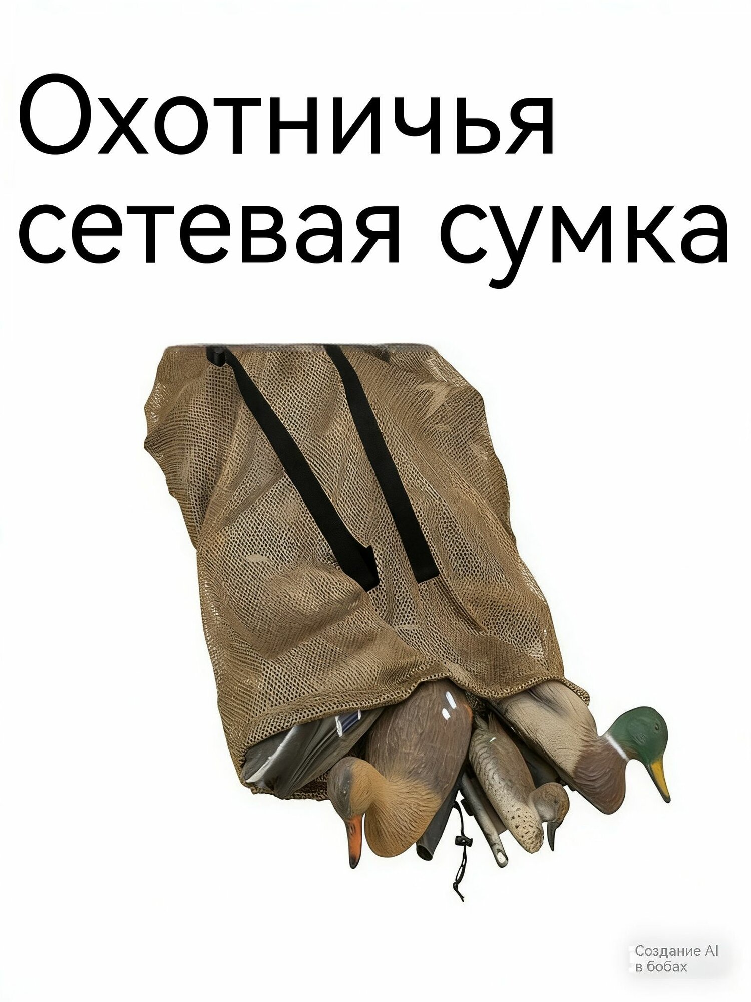 Сумка-сетка для охоты и рыбалки, 75x80 см, нейлоновая, складная (Охотничья сумка-сетка / Хозяйственная сетка)