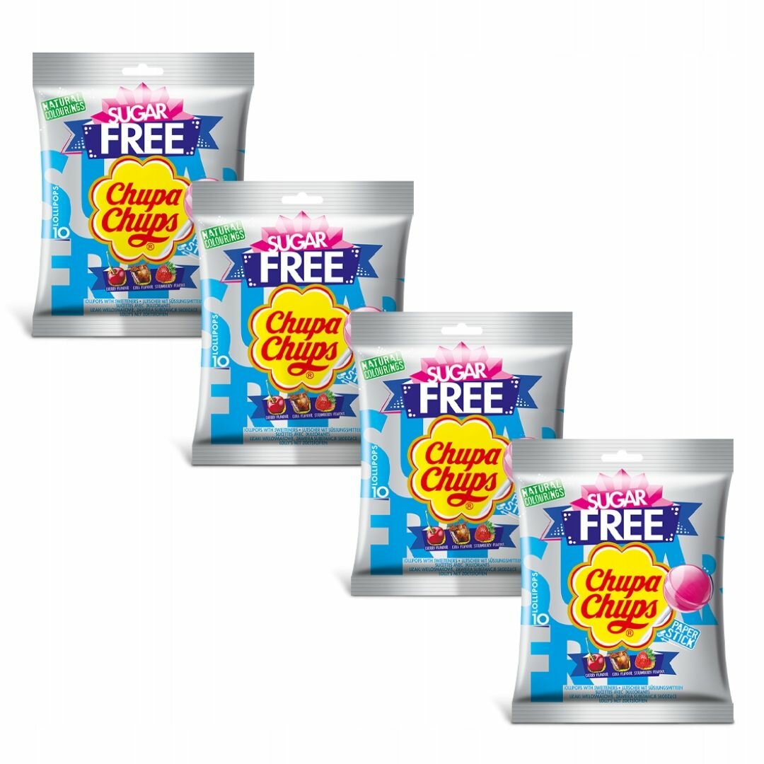 Леденцы Chupa Chups без сахара - ассорти вкусов, 4х110 г - 5903815566004