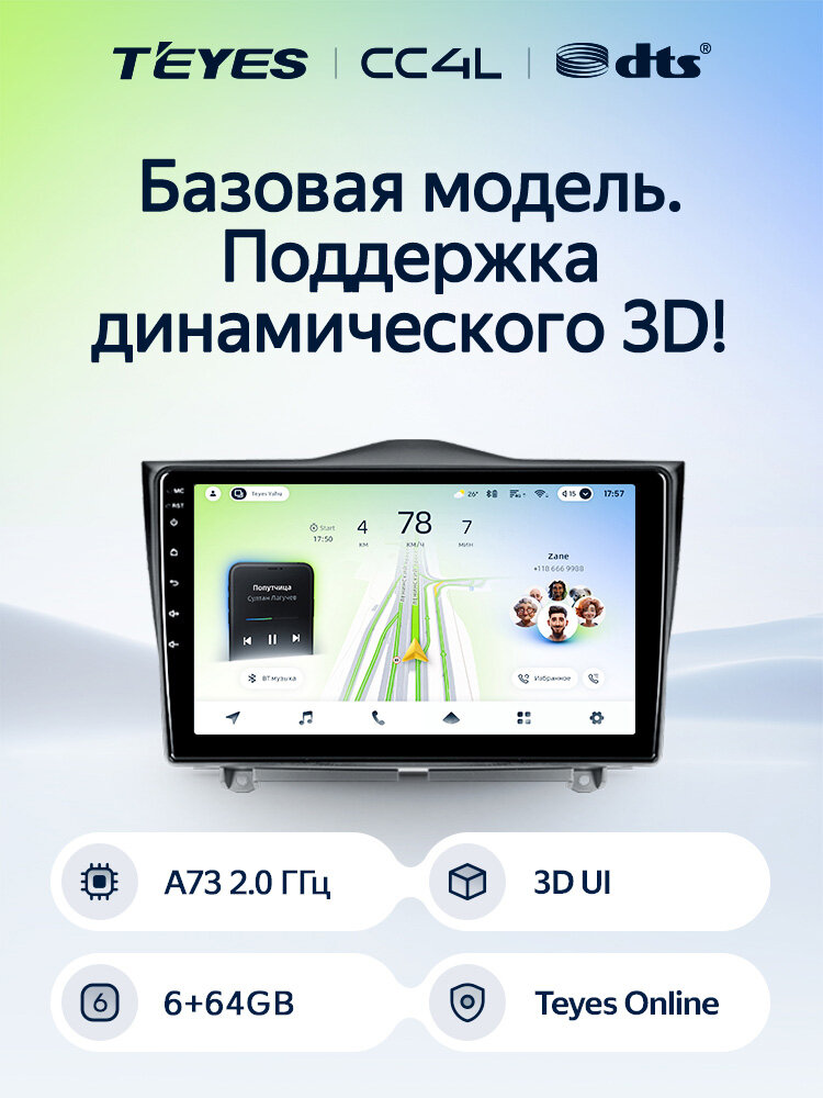 Магнитола TEYES CC4L DTS 6/64 ГБ For Лада ВАЗ Гранта Кросс For LADA Granta Cross 2018 - 2023