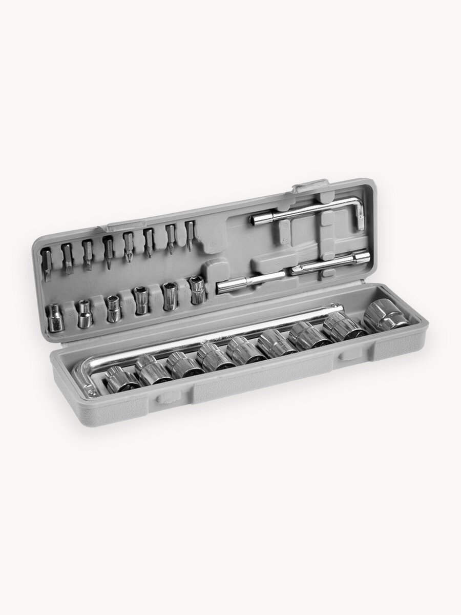 Набор инструментов в кейсе тундра, автомобильный, 1/2" и 1/4", 27 предметов