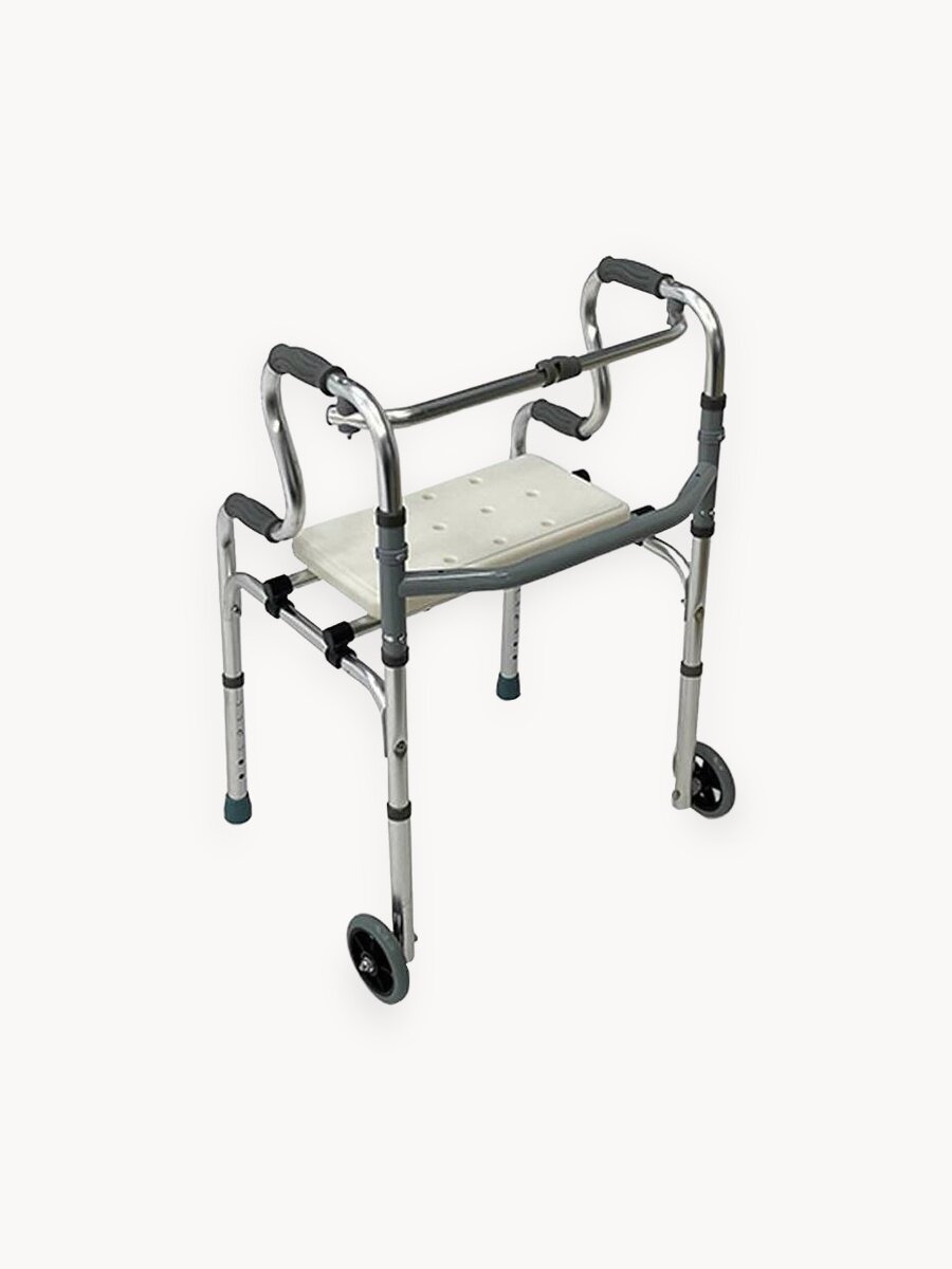 Ходунки для пожилых людей и инвалидов с колесами, складные, алюминий сплав BALMY 103, с сиденьем
