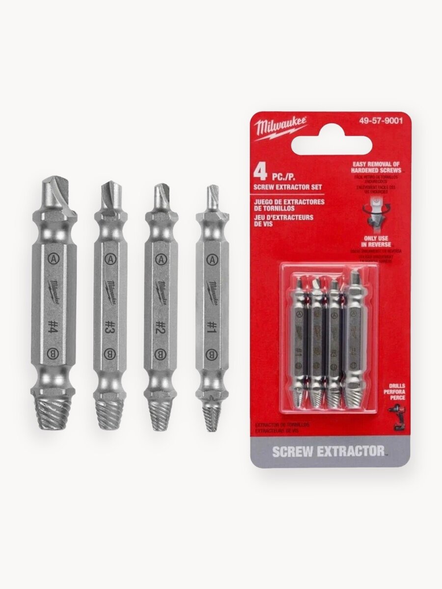 Набор экстракторов Milwaukee 49-57-9001, для удаления поврежденных винтов и болтов