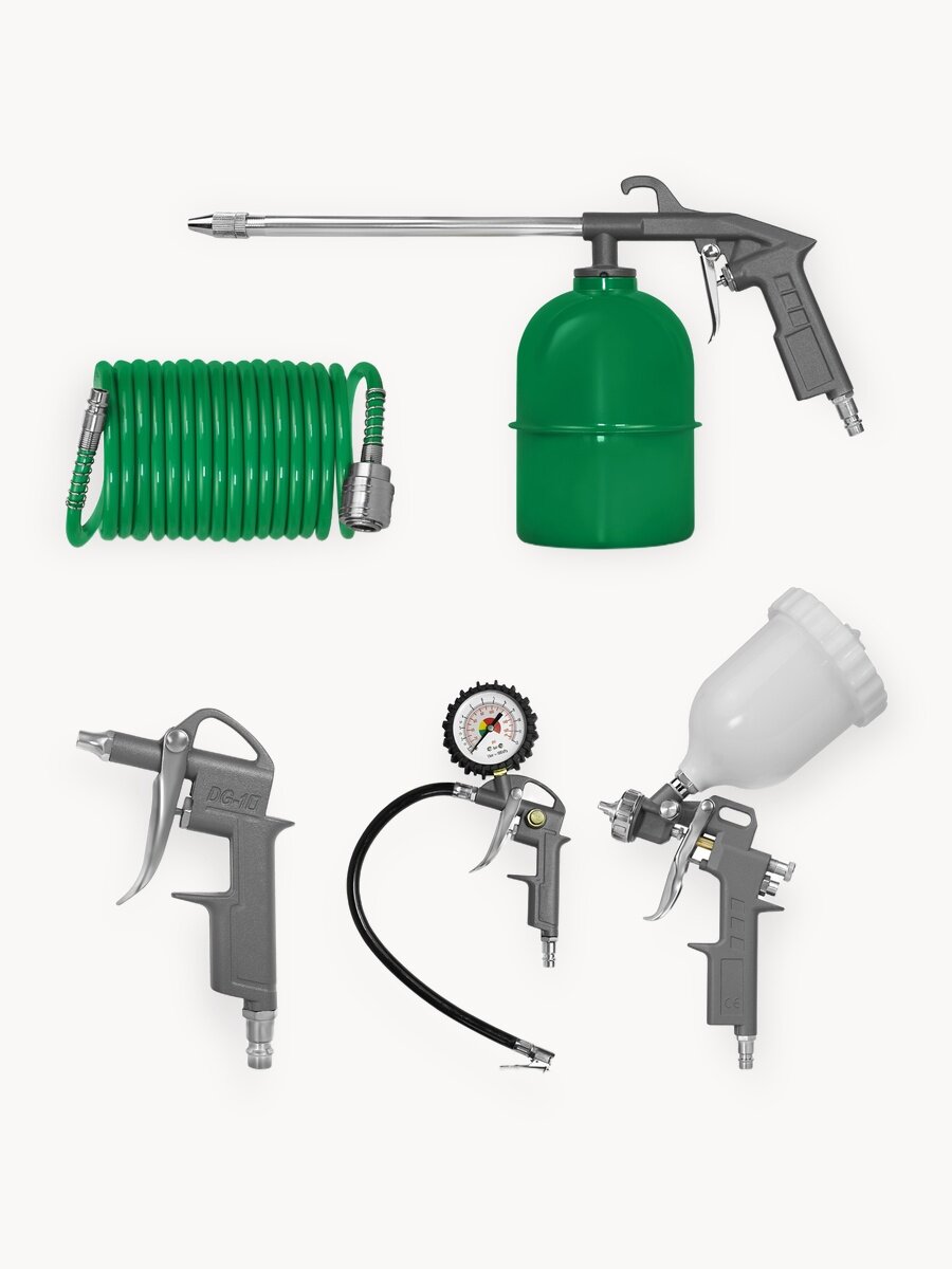 Набор пневмоинструментов Electrolite НП-5В ( краскопульт, продувка, пистолет подкачки, шланг 5 м, мавильница)