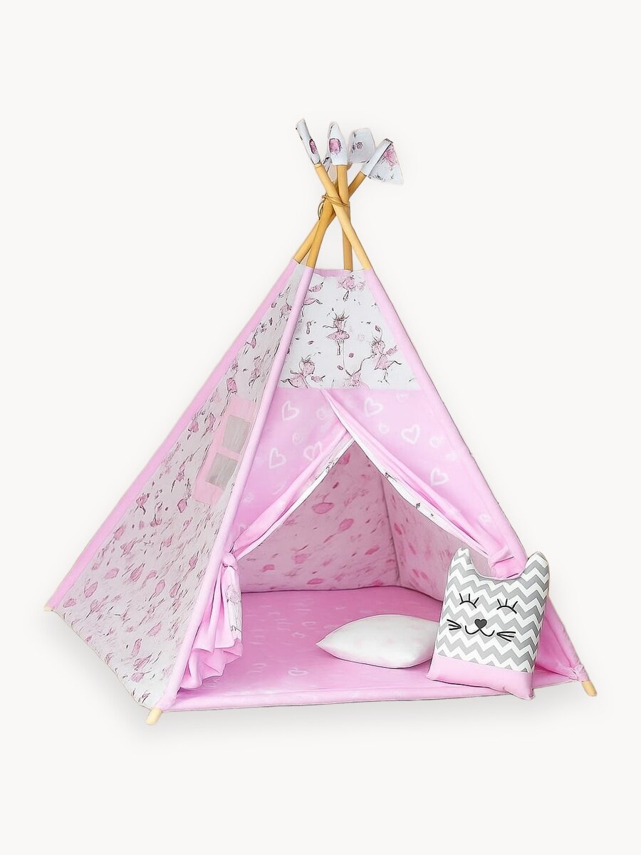 Детский Вигвам с ковриком, окошком, подушкой-игрушкой и системой антискладывания "Принцесса"