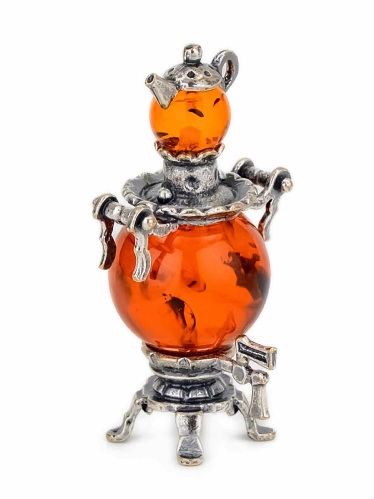 Сувенирная фигурка - Русский Самовар, Балтийский Янтарь, 4 см