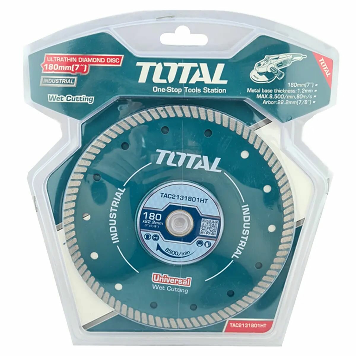 Алмазный диск TOTAL "TAC2131801HT", ультратонкий, для резки, посадочный 22 мм