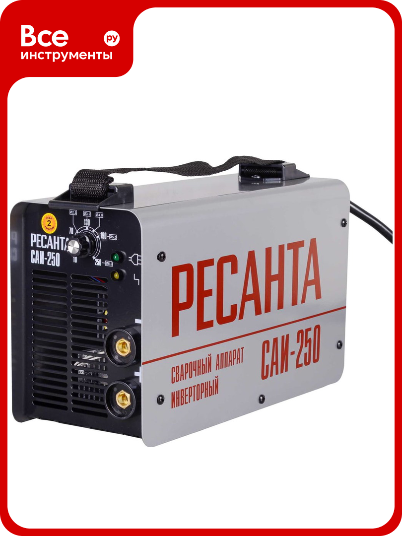 Инверторный, Ресанта, сварочный аппарат Ресанта САИ 250 65/6, 31х13.2х20 см, 4.9 кг