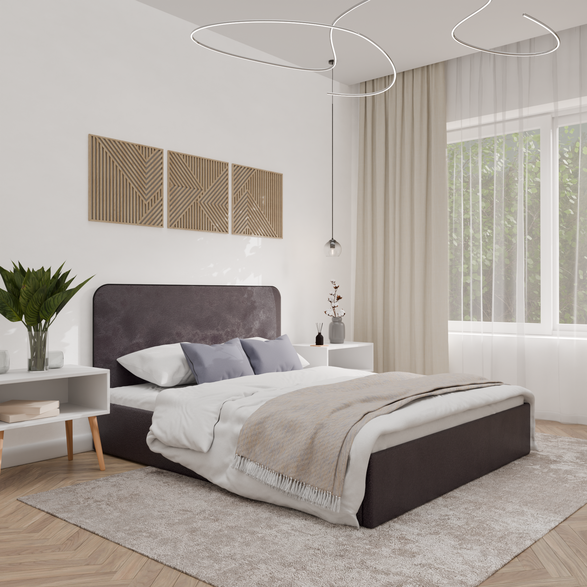 Кровать с подъемным механизмом Абстракт Элит 160х190, без ножек, темно-коричневый, с черным кантом