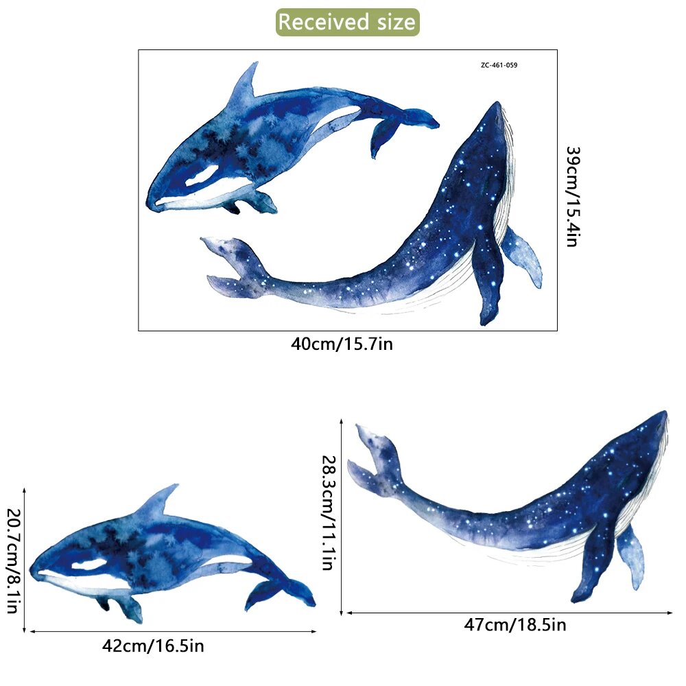 Съемные наклейки для стен heatboywade синего кита