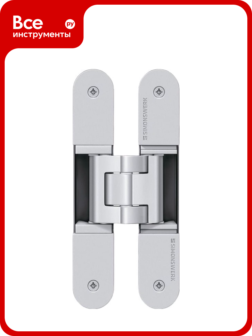 Скрытая петля SIMONSWERK Tectus TE 340 3D F1 полиэфирное покрытие под матовый хром, вес полотна до 80 кг 67543