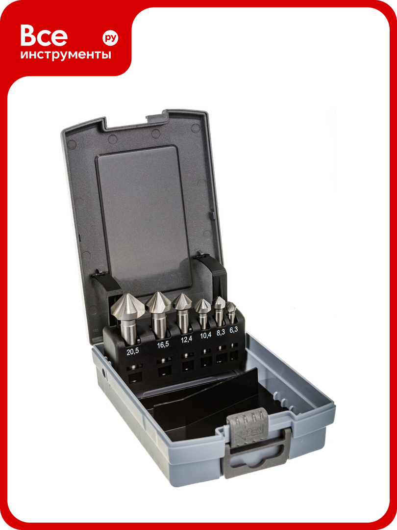 Набор зенковок 90° (6 шт; 6.3, 8.3, 10.4, 12.4, 16.5, 20.5; HSS) Bucovice Tools 741806, 5мм