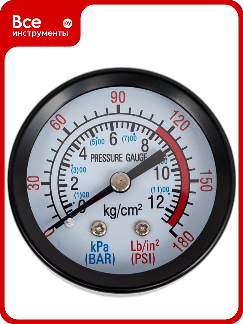 Манометр ECO с защитой стеклянным покрытием, задним расположением резьбы, широким диапазоном давления для компрессоров