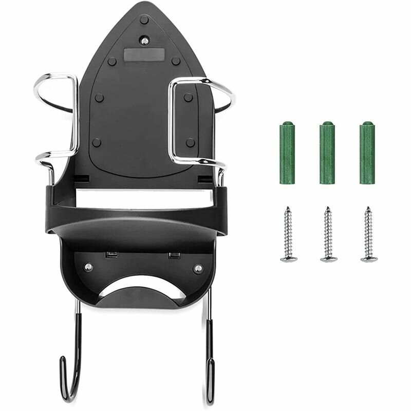 Вешалка железной настенное крепление, держатель электрического утюга, органайзер для хранения утюга и гладильной доски, полка со съемными крючками -1