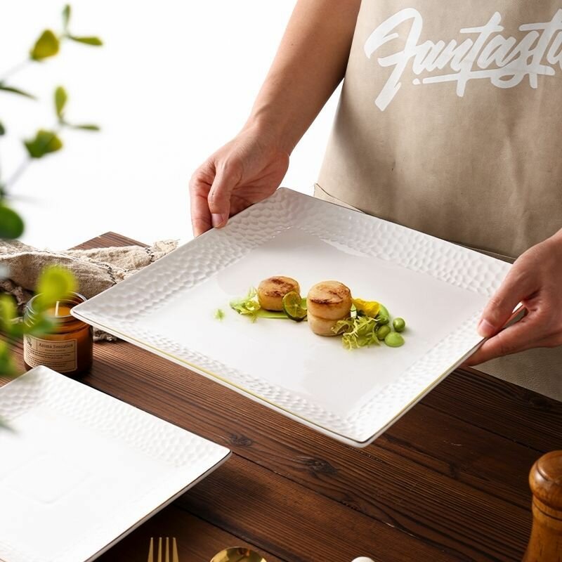 Набор тарелок "Пномпень", костяной фарфор, 8 дюймов, квадратные