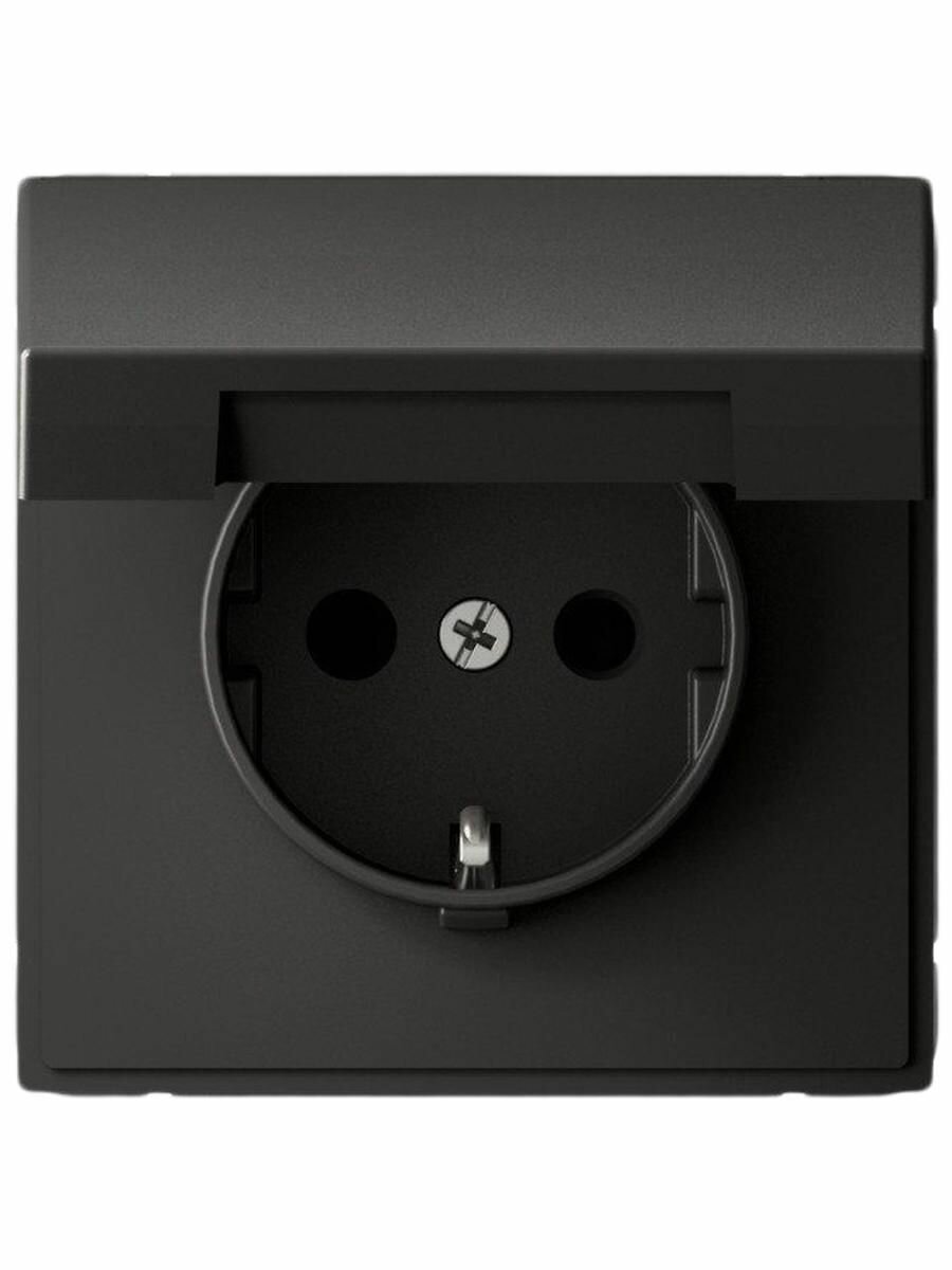 ARTGALLERY розетка с заземлением со шторк. с крышк, 16А, IP20, механизм, быстрозажим. клем, цвет базальт