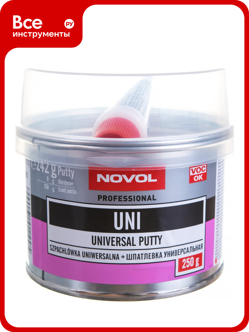Шпатлевка Novol Uni 0.25 кг X6127011, механической обработки