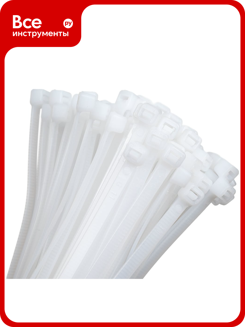 Стяжки нейлоновые DR.BARRETT белые, 4.8x200 мм S-15, для ремонтных работ, универсальное крепление кабелей и труб